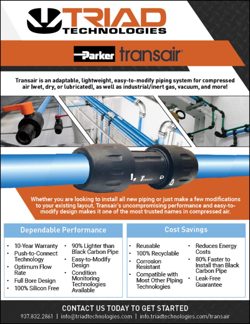 Parker Transair Aluminum Pipe System from Triad Technologies